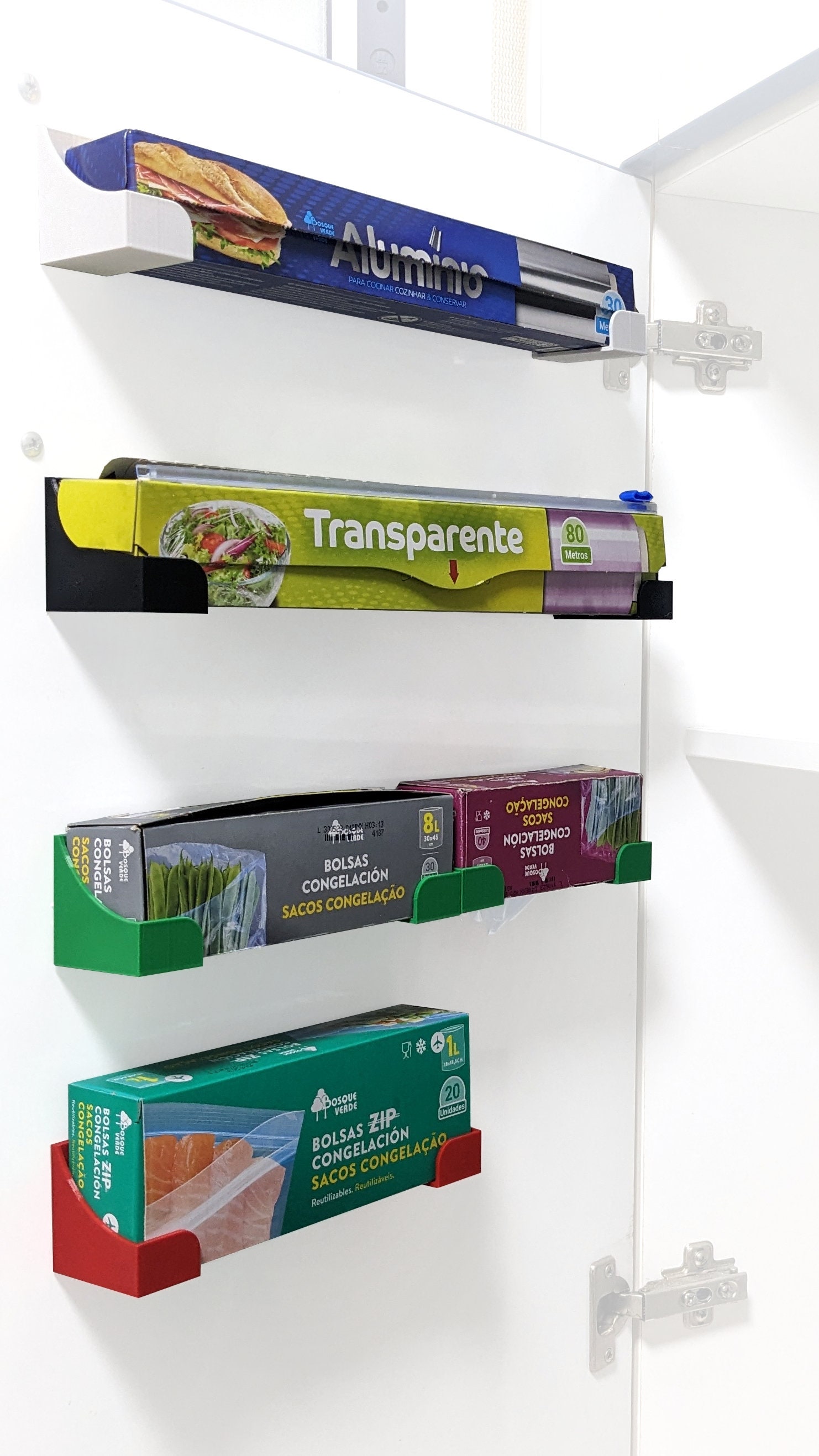 Foil and Plastic Box Wrap Organizer. Kitchen Paper and Plastic Bags ...