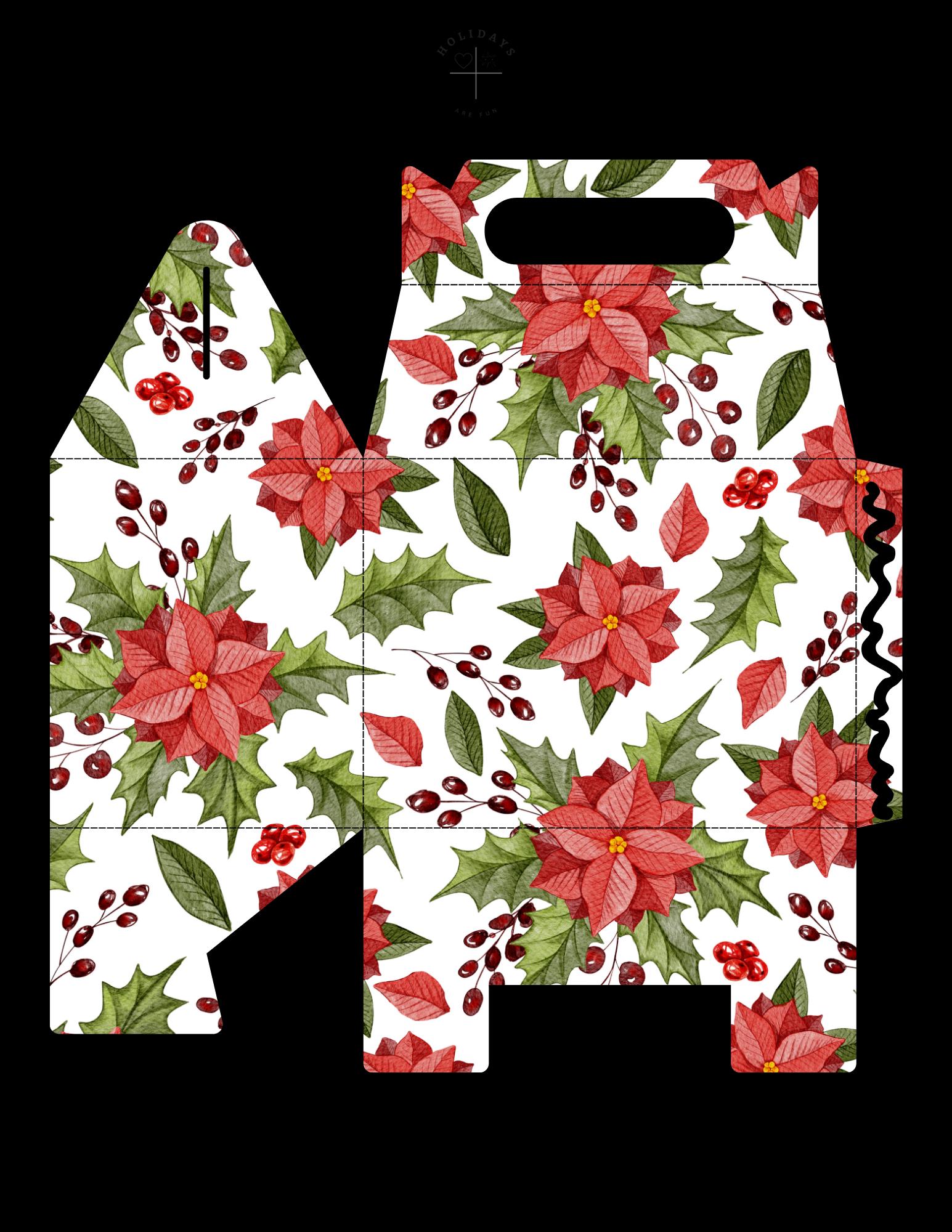 7 PRINTABLE Gift Boxes | 7 Pack | Poinsettia CHRISTMAS | Cute and ...