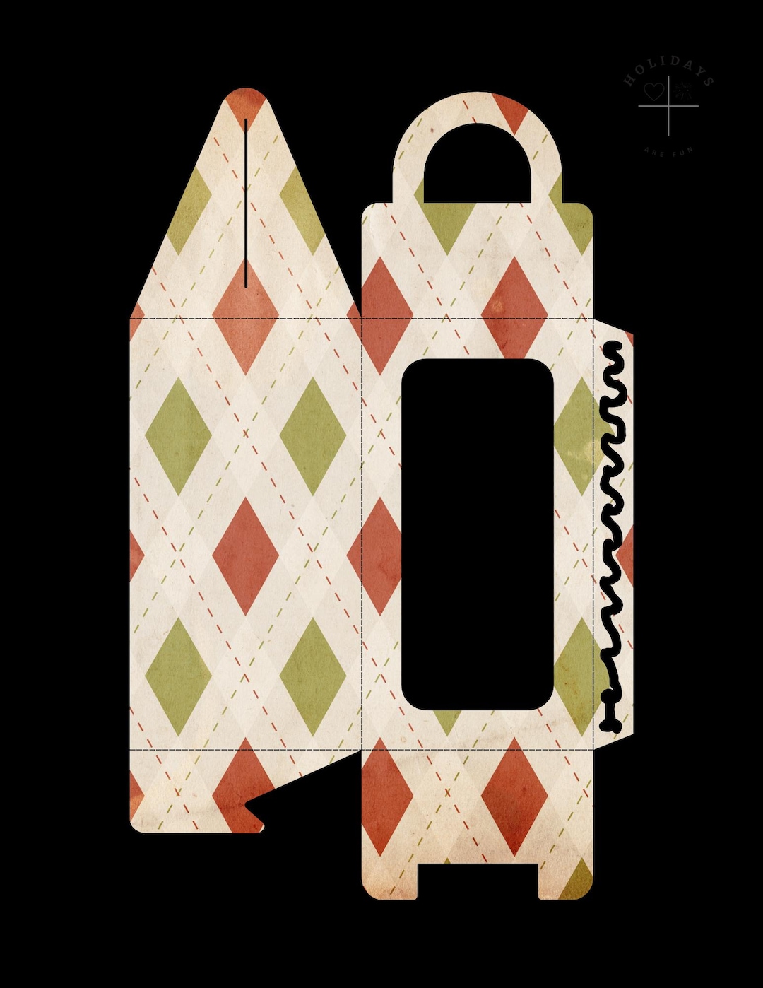 7 PRINTABLE Gift Boxes | 7 Pack | Vintage Argyle CHRISTMAS | Cute ...