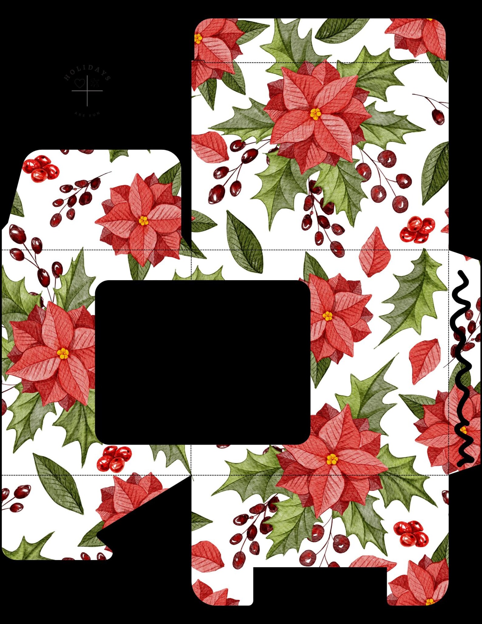 7 PRINTABLE Gift Boxes | 7 Pack | Poinsettia CHRISTMAS | Cute and ...