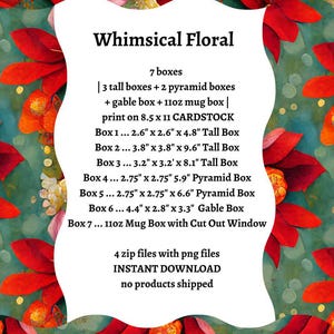 7 PRINTABLE Gift Boxes 7 Pack Floral Whimsy CHRISTMAS Stylish and Fun DIY Gift Boxes ...