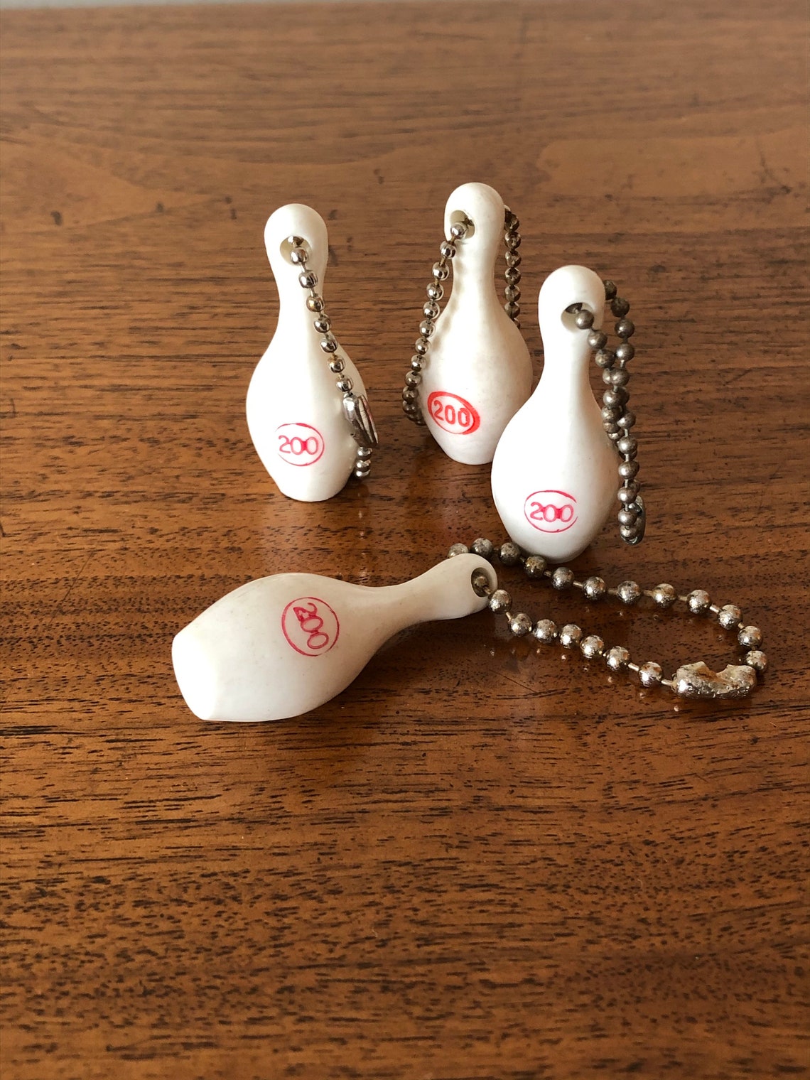 Vintage Miniature Bowling Pin Key Chain Set of 4 Keychains - Etsy