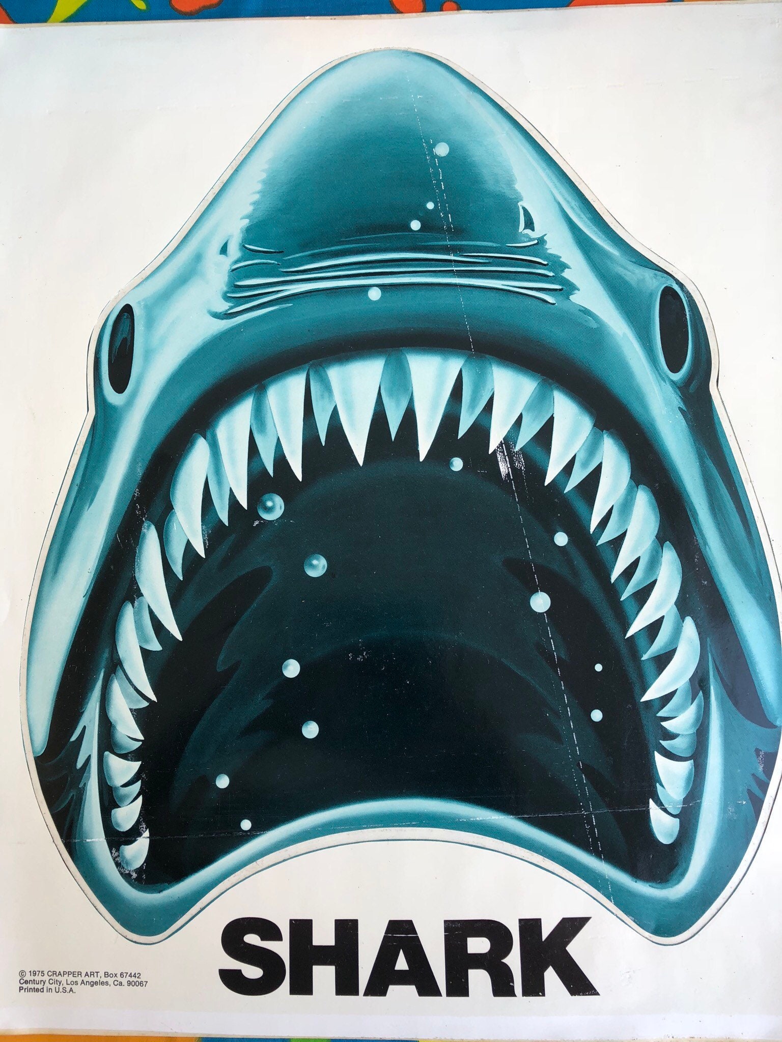 Big 70s Vintage Shark Sticker Crapper Art Jaws Movie Tiki | Etsy