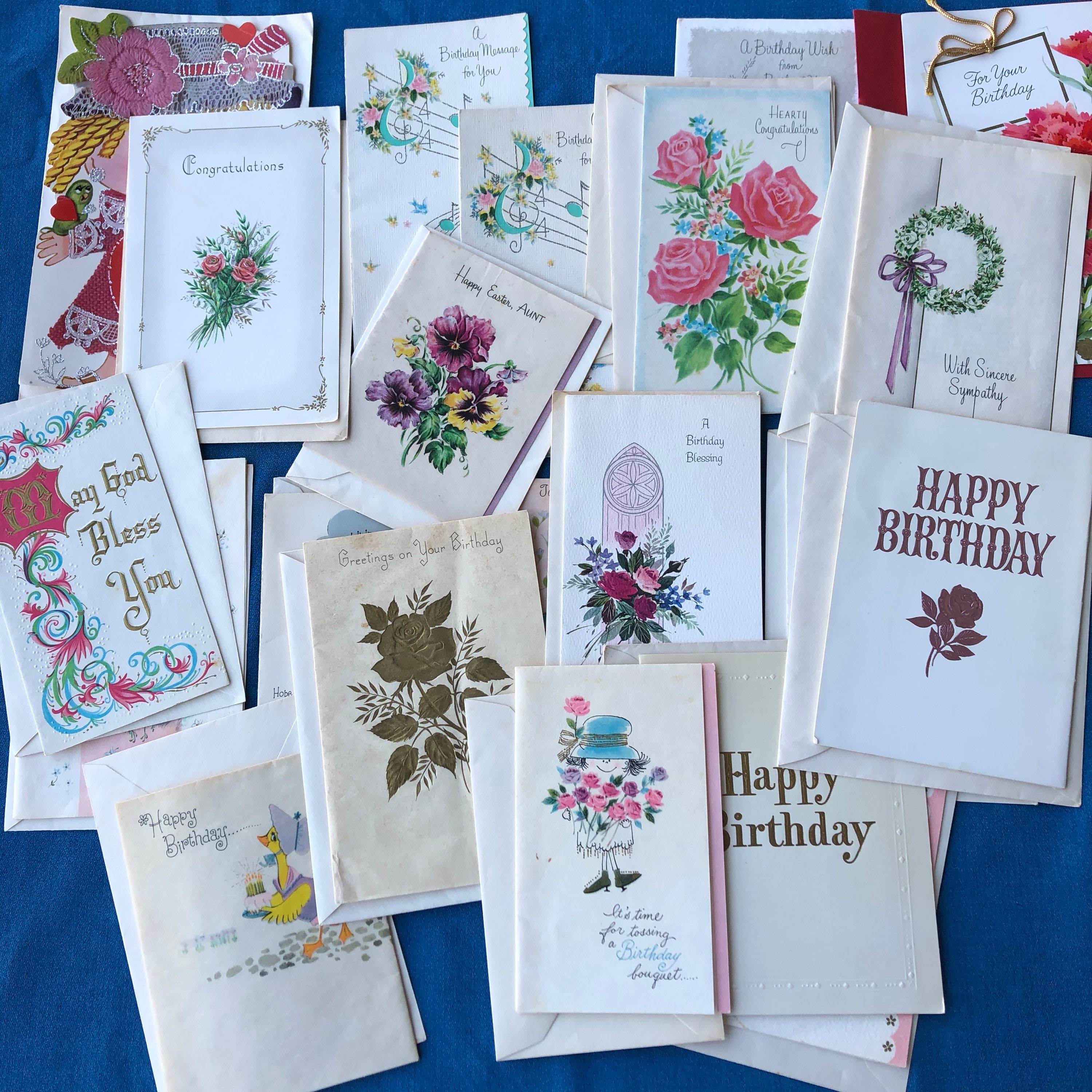 Vintage Greeting Card Collection With Envelopes Birthday | Etsy