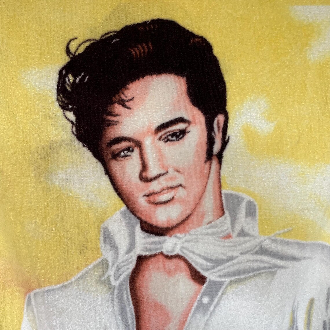 Vintage Sincerely Elvis Presley Beach Towel Yellow 1985 Bath Pool Wrap ...