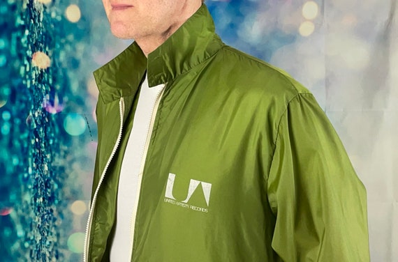 Vintage United Artists Records Jacket Green Zip Up Wi… - Gem