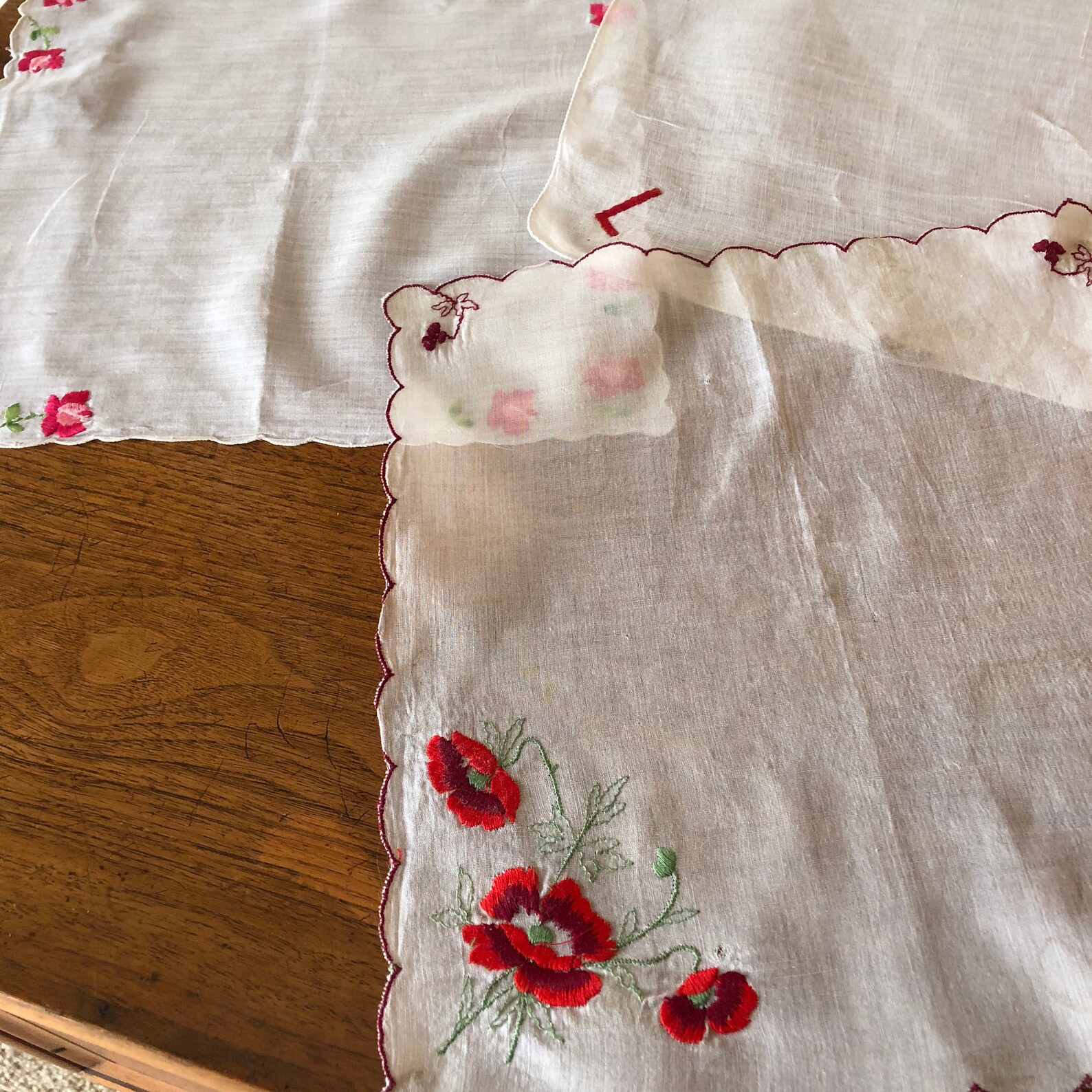 Vintage Ladies Handkerchief Collection of 3 Red & White - Etsy