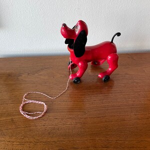 Vintage Hard Plastic Red Dog on Wheels Pull Toy, Boy, Girl, 50's, 60's ...