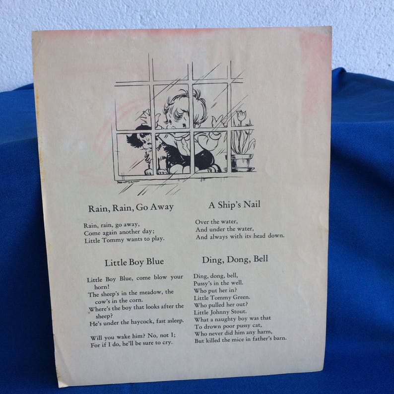 Vintage Nursery Rhyme Ding Dong Bell Childrens Book Art Print | Etsy