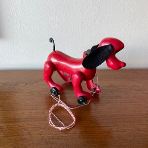 Vintage Hard Plastic Red Dog on Wheels Pull Toy, Boy, Girl, 50's, 60's ...