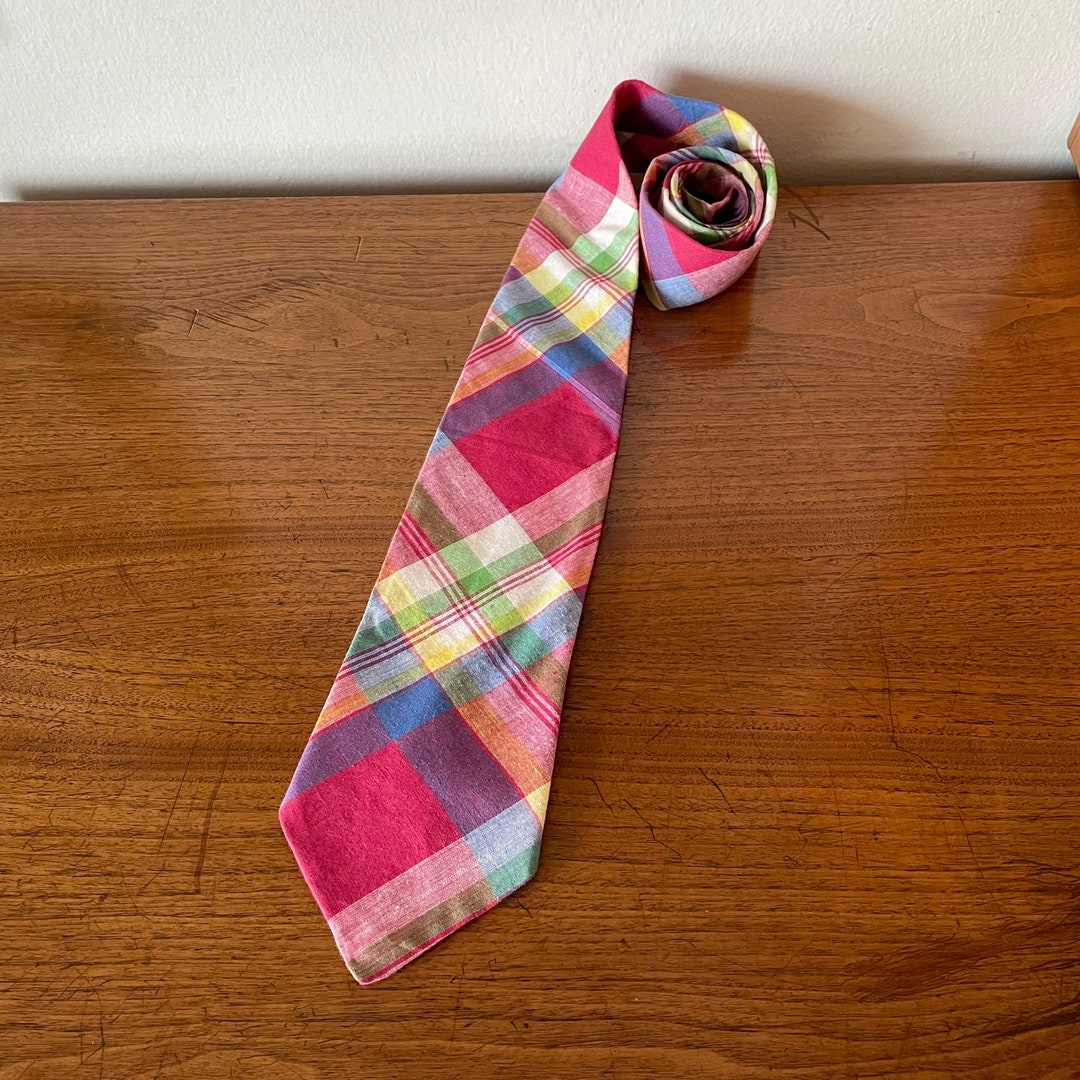 Vintage Totally 80’s Plaid Tie Necktie Pink, Green, Blue Retro, Yuppie ...