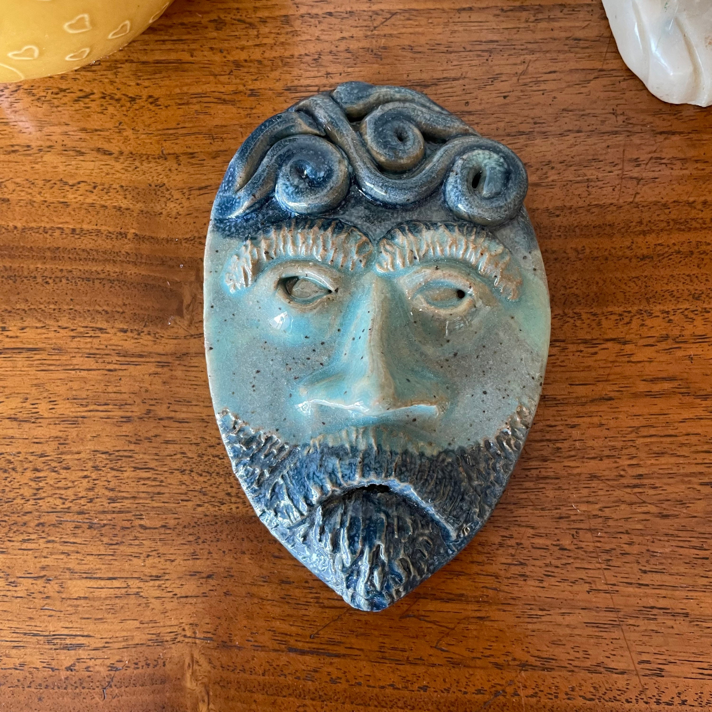 Vintage Pottery Face Tile Mid Century Modern Head Mask Art | Etsy