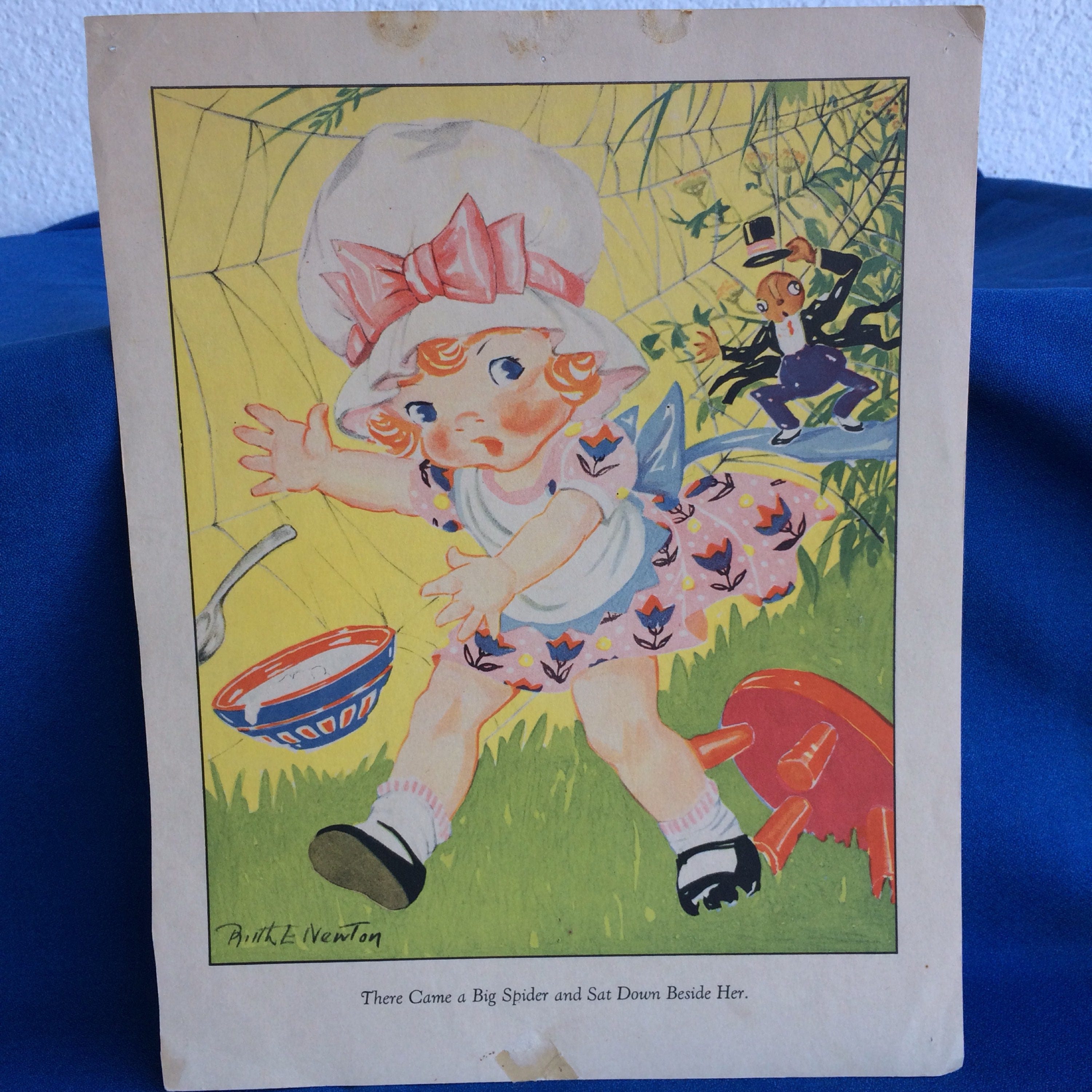 Vintage Nursery Rhyme Little Miss Muffet Children’s Book Art Print 30’s ...