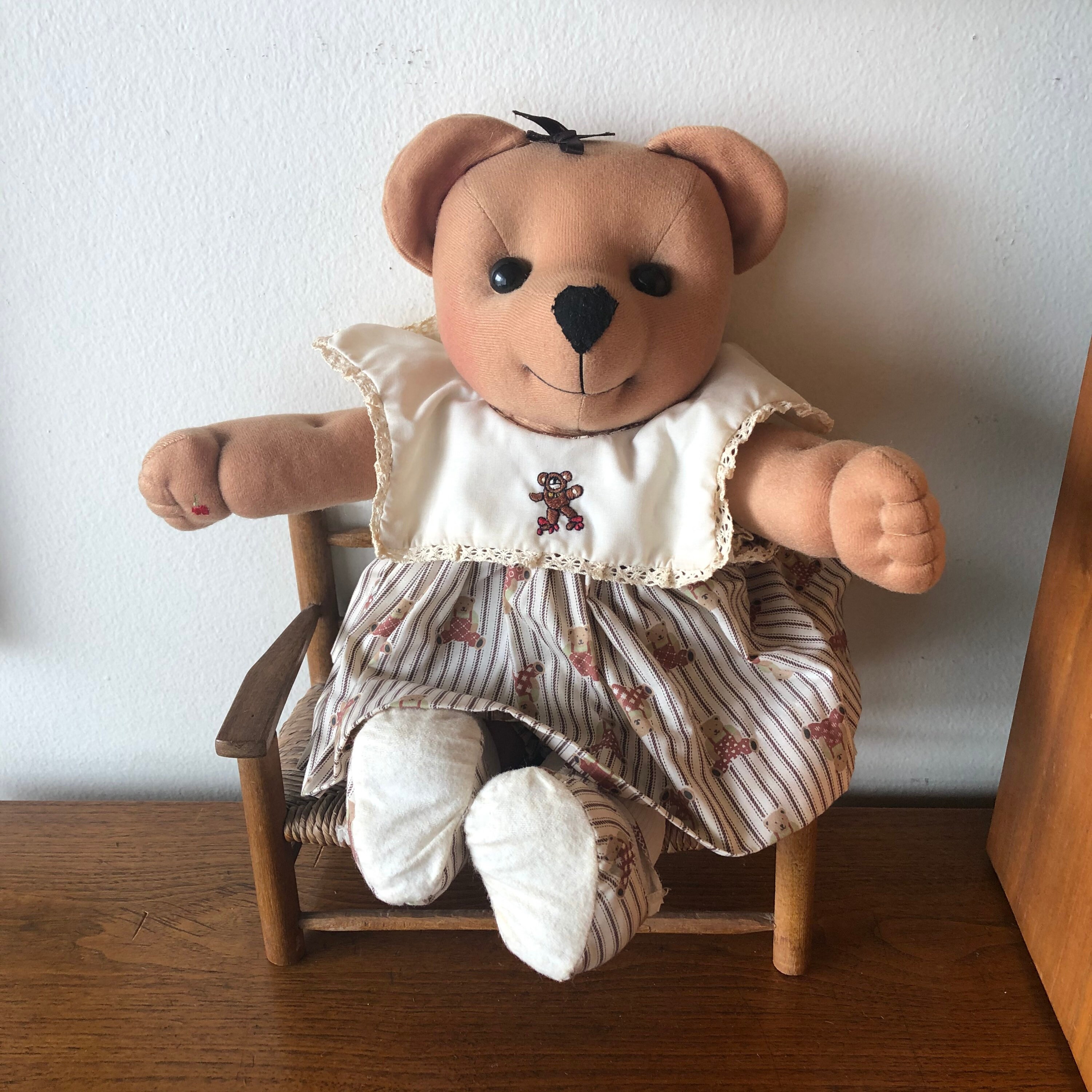 Vintage 80s Teddy Bear Girl in Super Cute Teddy Bear Fabric | Etsy