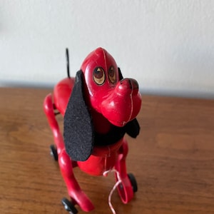 Vintage Hard Plastic Red Dog on Wheels Pull Toy, Boy, Girl, 50's, 60's ...