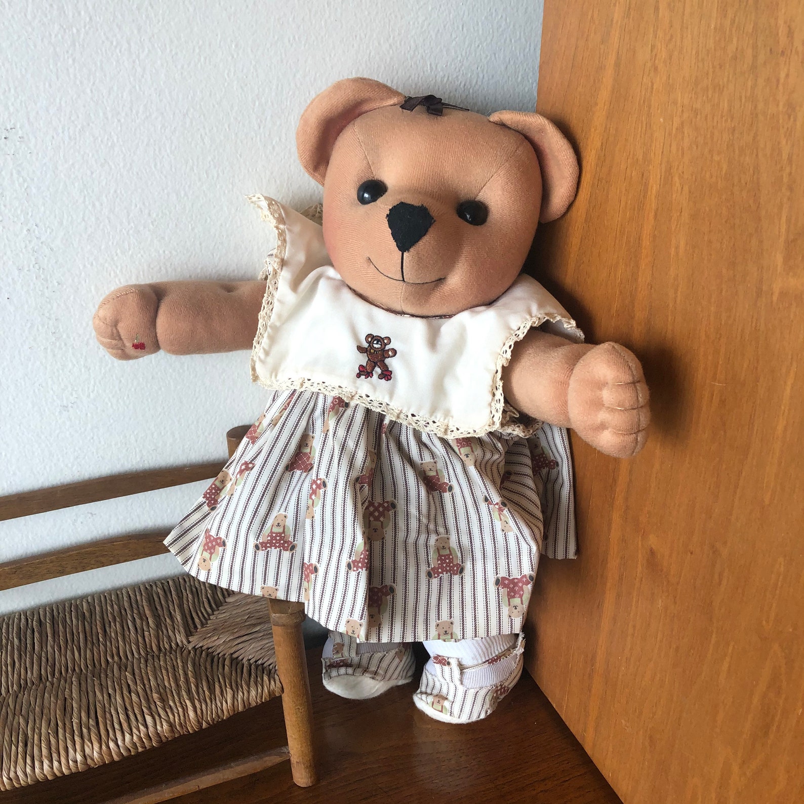 Vintage 80s Teddy Bear Girl in Super Cute Teddy Bear Fabric - Etsy
