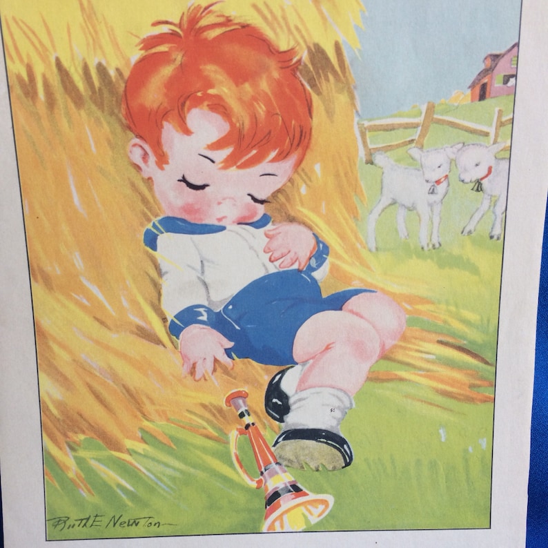 Vintage Nursery Rhyme Little Boy Blue Children’s Book Art Print 30’s 40 ...