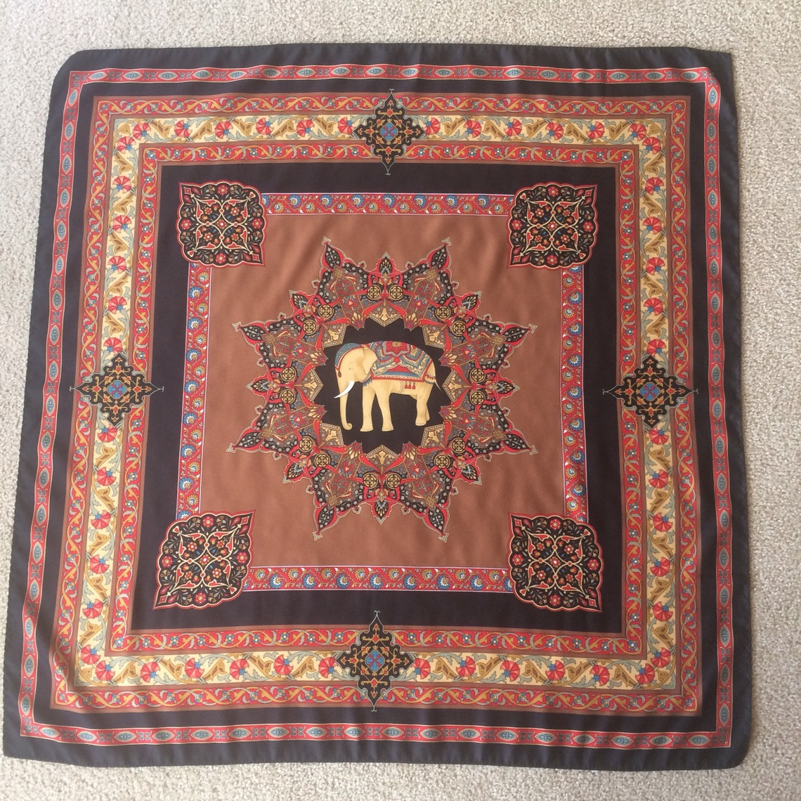 Vintage Elephant Scarf With Ethnic Mediterranean or Indian - Etsy
