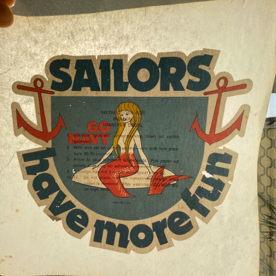 Vintage Sailors Have More Fun Iron on Transfer, Go Navy With Mermaid ...