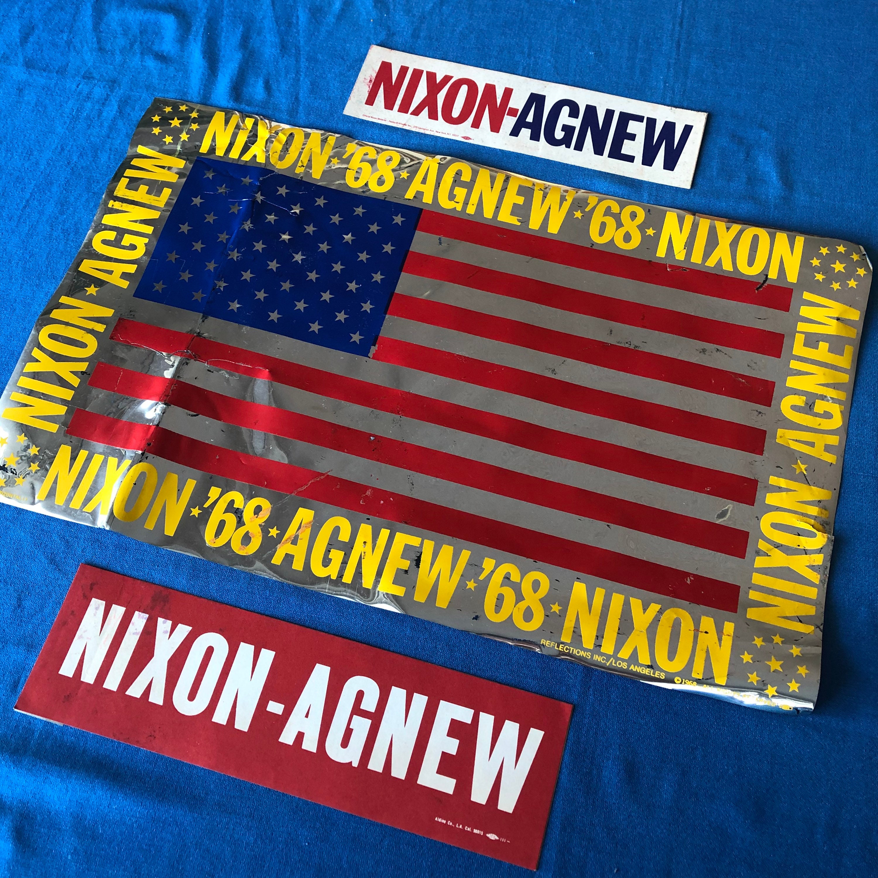 Vintage Nixon Agnew Campaign Foil Poster & Bumper Stickers | Etsy