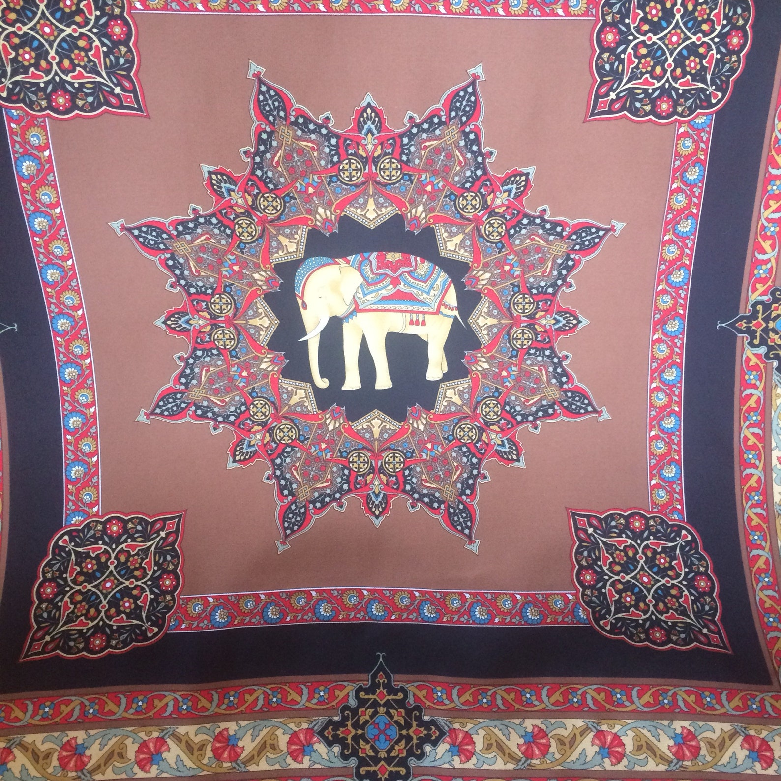 Vintage Elephant Scarf With Ethnic, Mediterranean or Indian Style Woman ...
