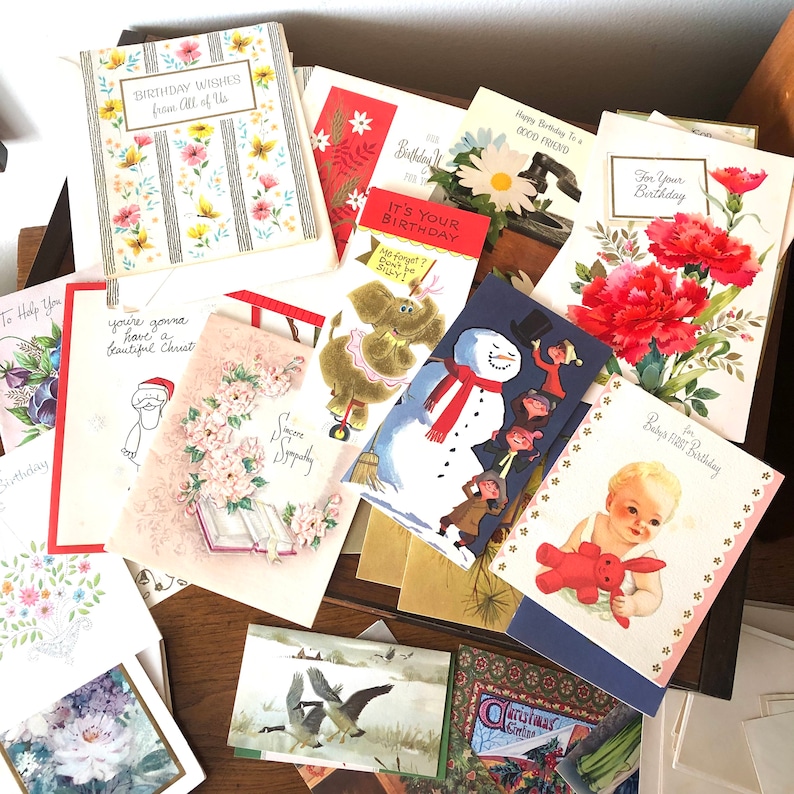 Big Vintage Greeting Card Collection With Envelopes Birthday - Etsy