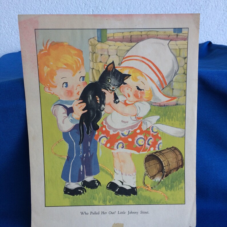 Vintage Nursery Rhyme Ding Dong Bell Childrens Book Art Print | Etsy