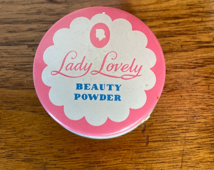 Vintage 1950’s Lady Lovely Beauty Powder, Miniature Cosmetic Tin ...