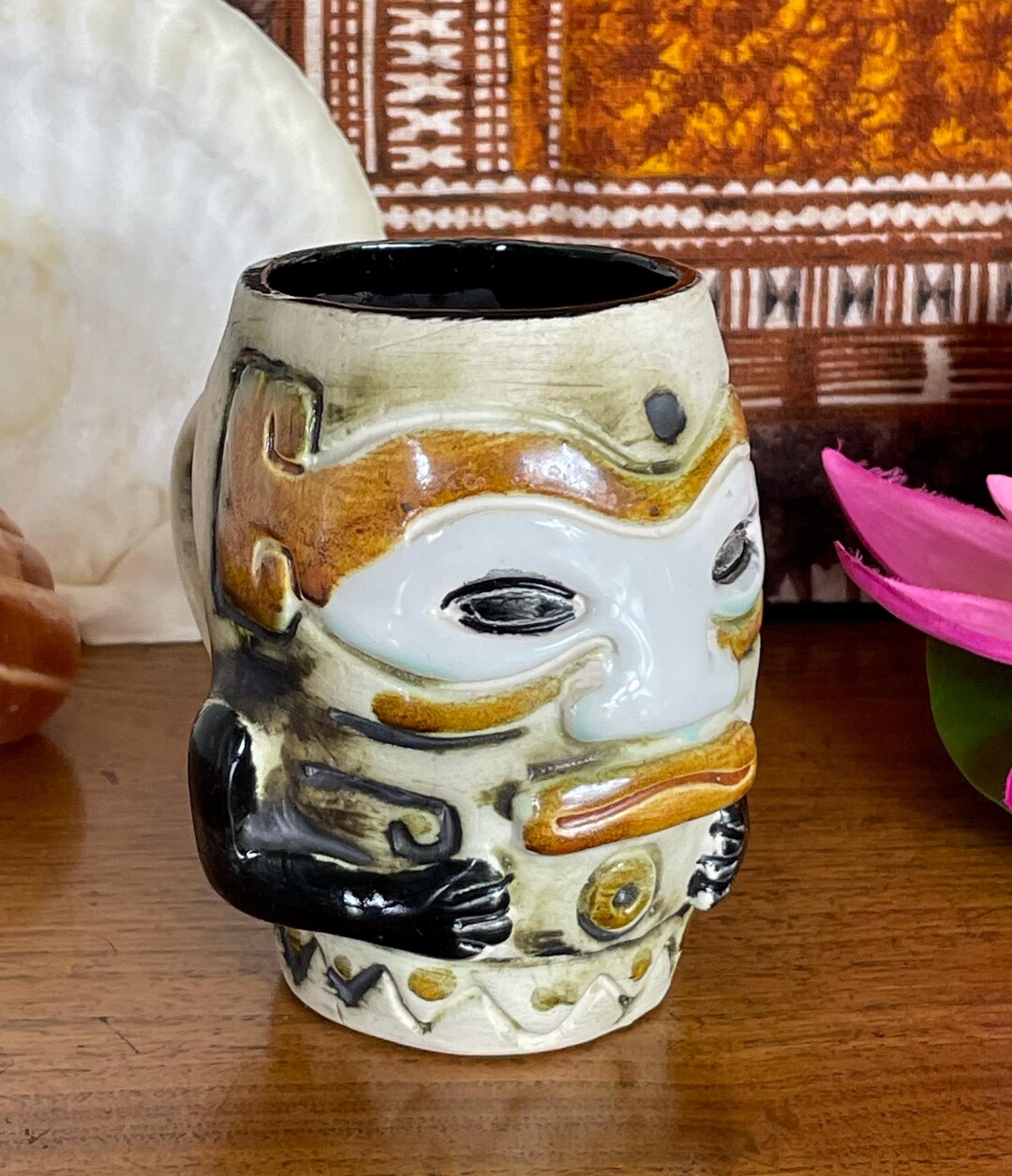 Vintage Tiki Mug, Multi Colors Ceramic Finish & Handle Hawaii God 50’s ...