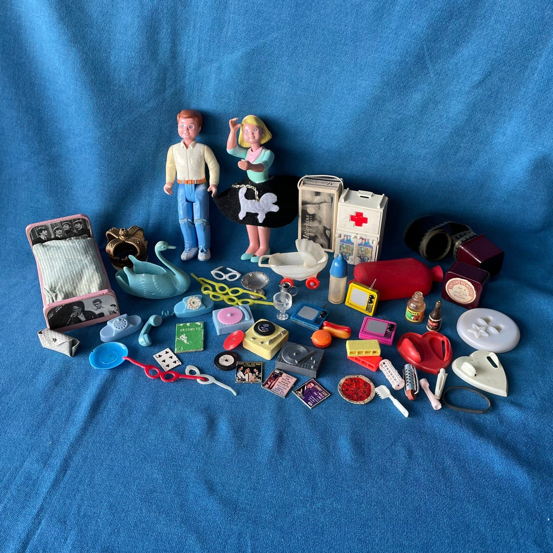 Vintage Plastic Miniature Collection, Dolls, Toys, Records, TV, Phone ...