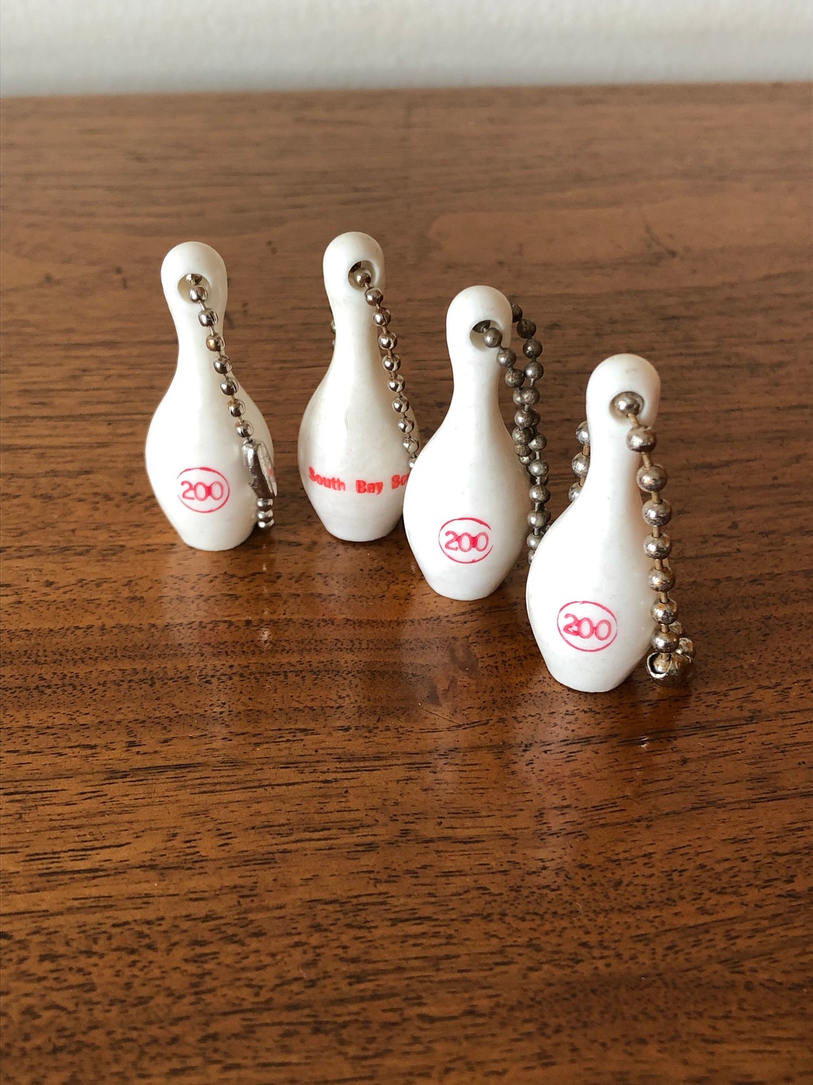 Vintage Miniature Bowling Pin Key Chain Set of 4 Keychains - Etsy