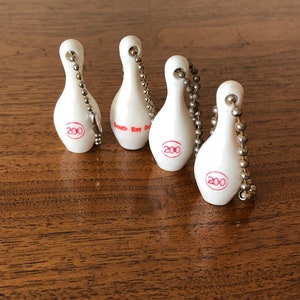 Vintage Miniature Bowling Pin Key Chain Set of 4 Keychains Rockabilly ...