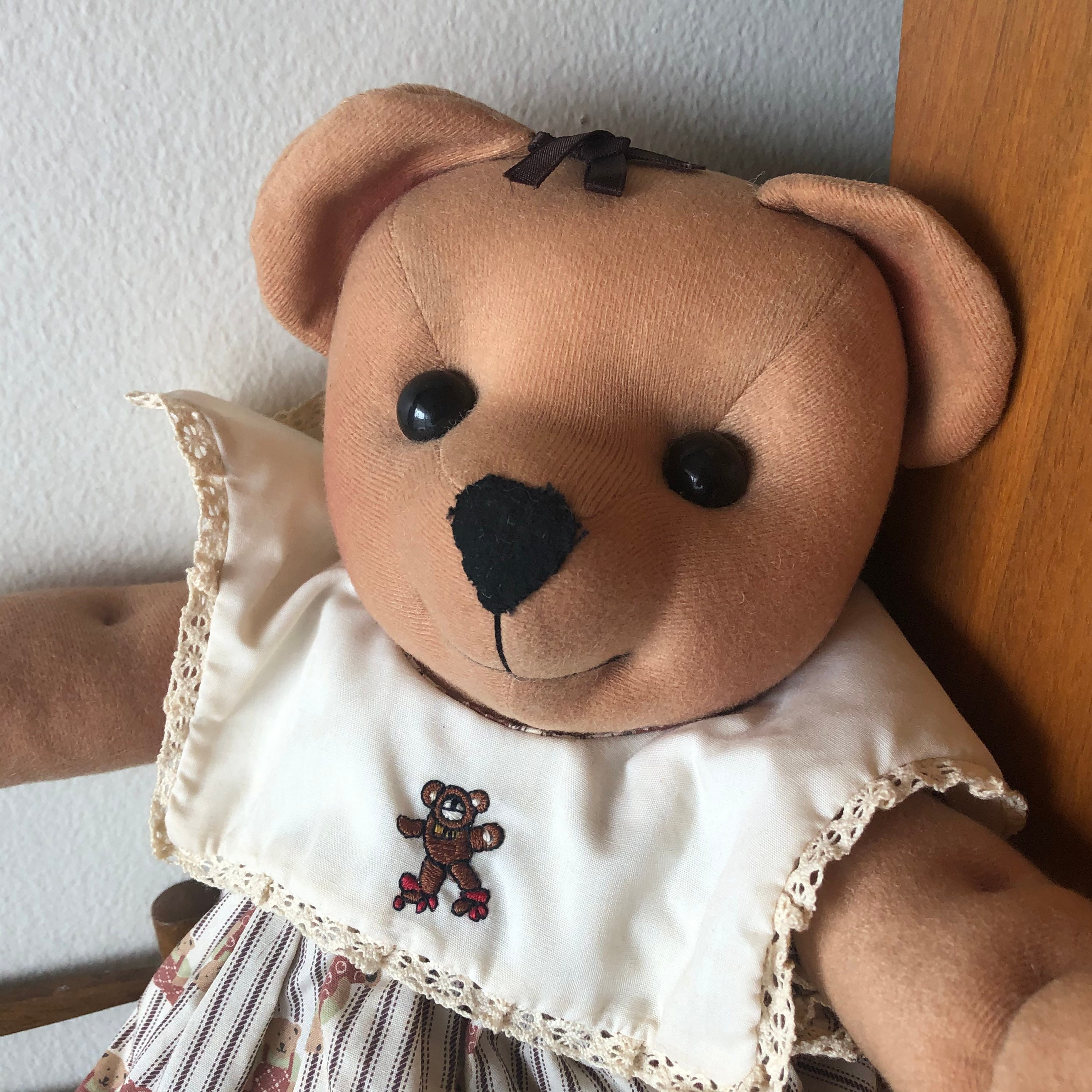 Vintage 80s Teddy Bear Girl in Super Cute Teddy Bear Fabric | Etsy