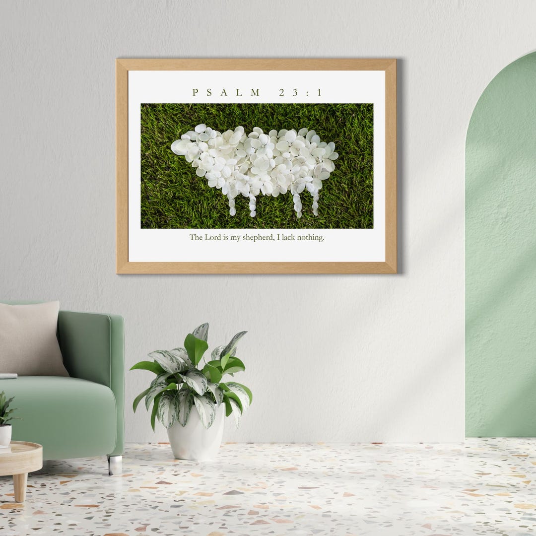 Psalm 23 Bible Verse Nature Art Sheep Hydrangea Digital Download - Etsy