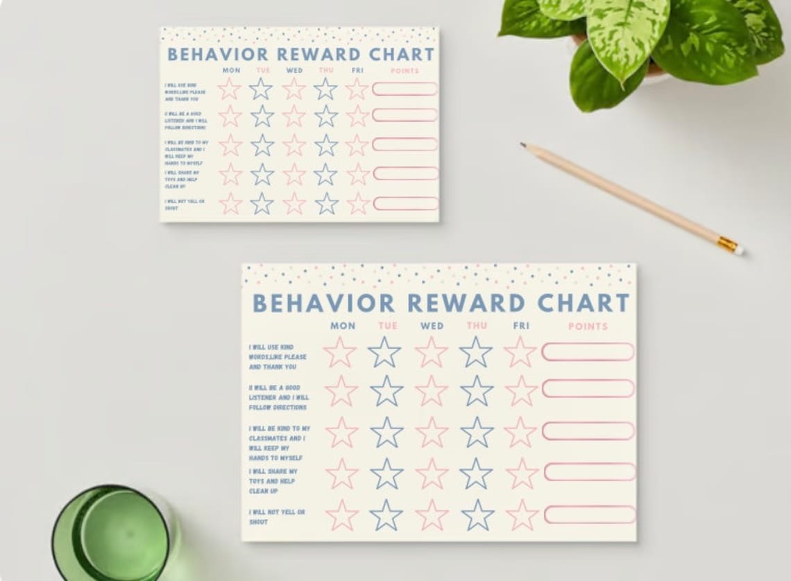 Behavior Reward Chart for Kids, Behavior Tracker for Kids, Good ...