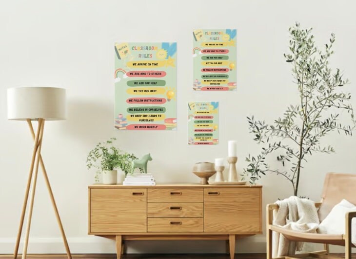 Editable Classroom Rules Poster,boho Classroom Poster,pastel Classroom ...