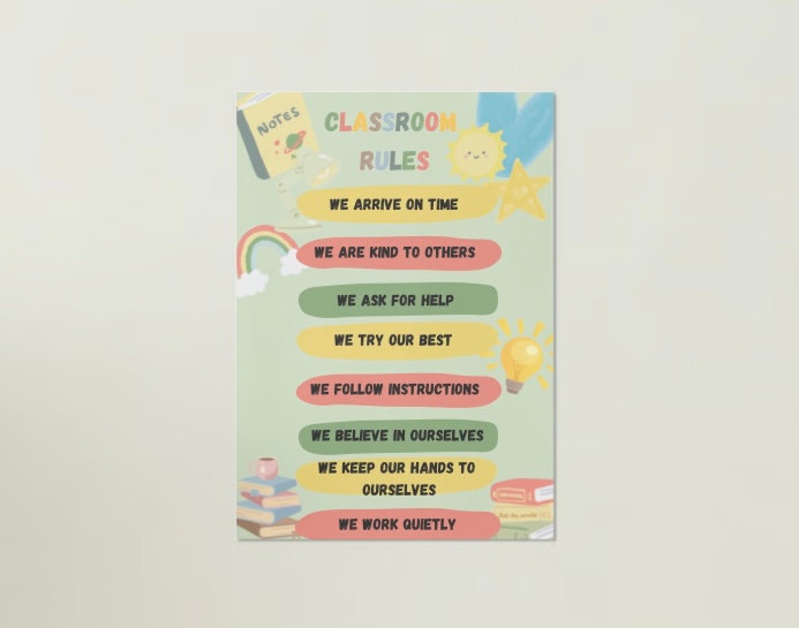 Editable Classroom Rules Poster,boho Classroom Poster,pastel Classroom ...