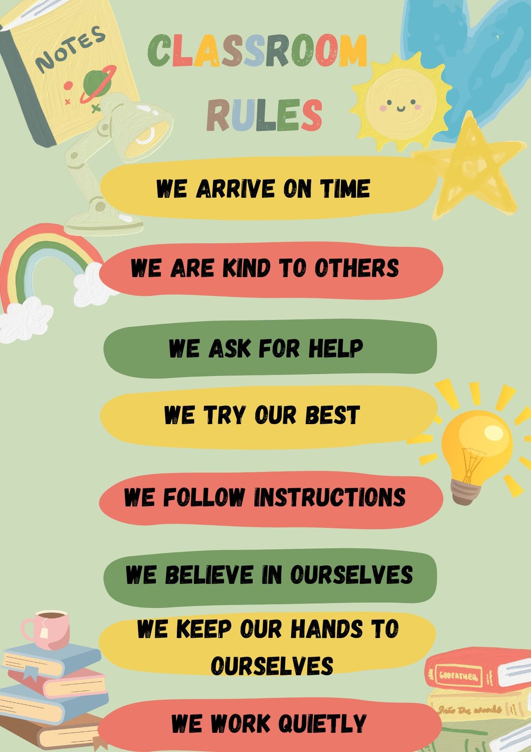 Editable Classroom Rules Posterboho Classroom Posterpastel Classroom