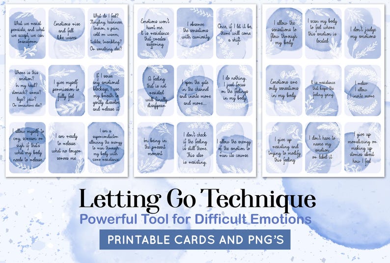 27 Printable Letting Go Technique Affirmation Cards, Inspired by David ...