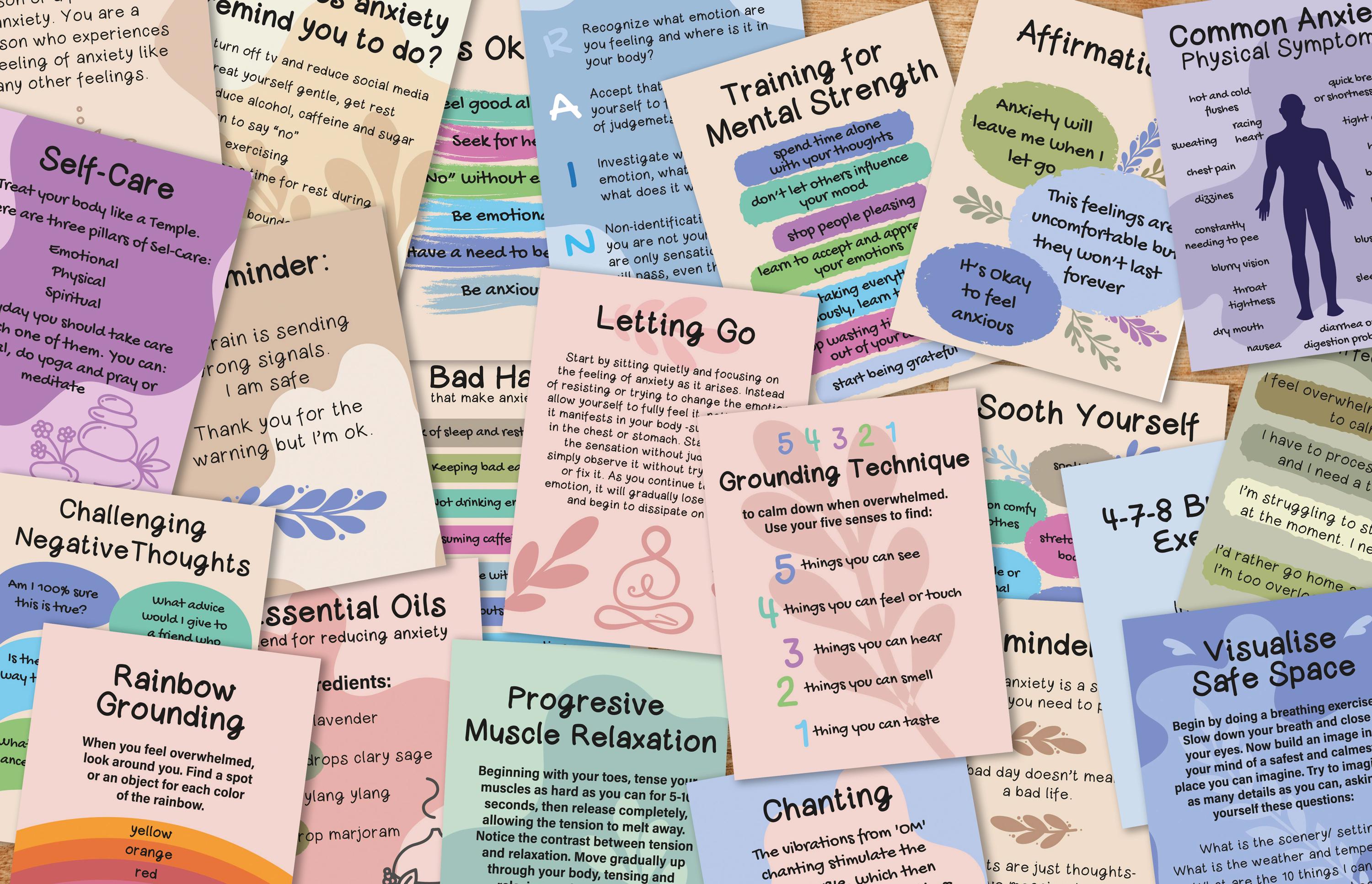 44 Printable Cards for Anxiety and Panic Attacks Disorder, Affirmation ...