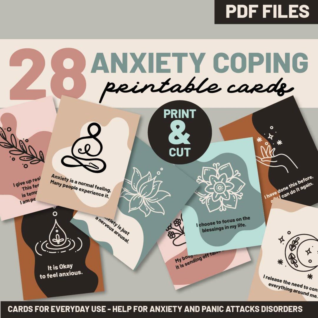 28 Printable Cards for Anxiety and Panic Attacks Disorder, Affirmation ...