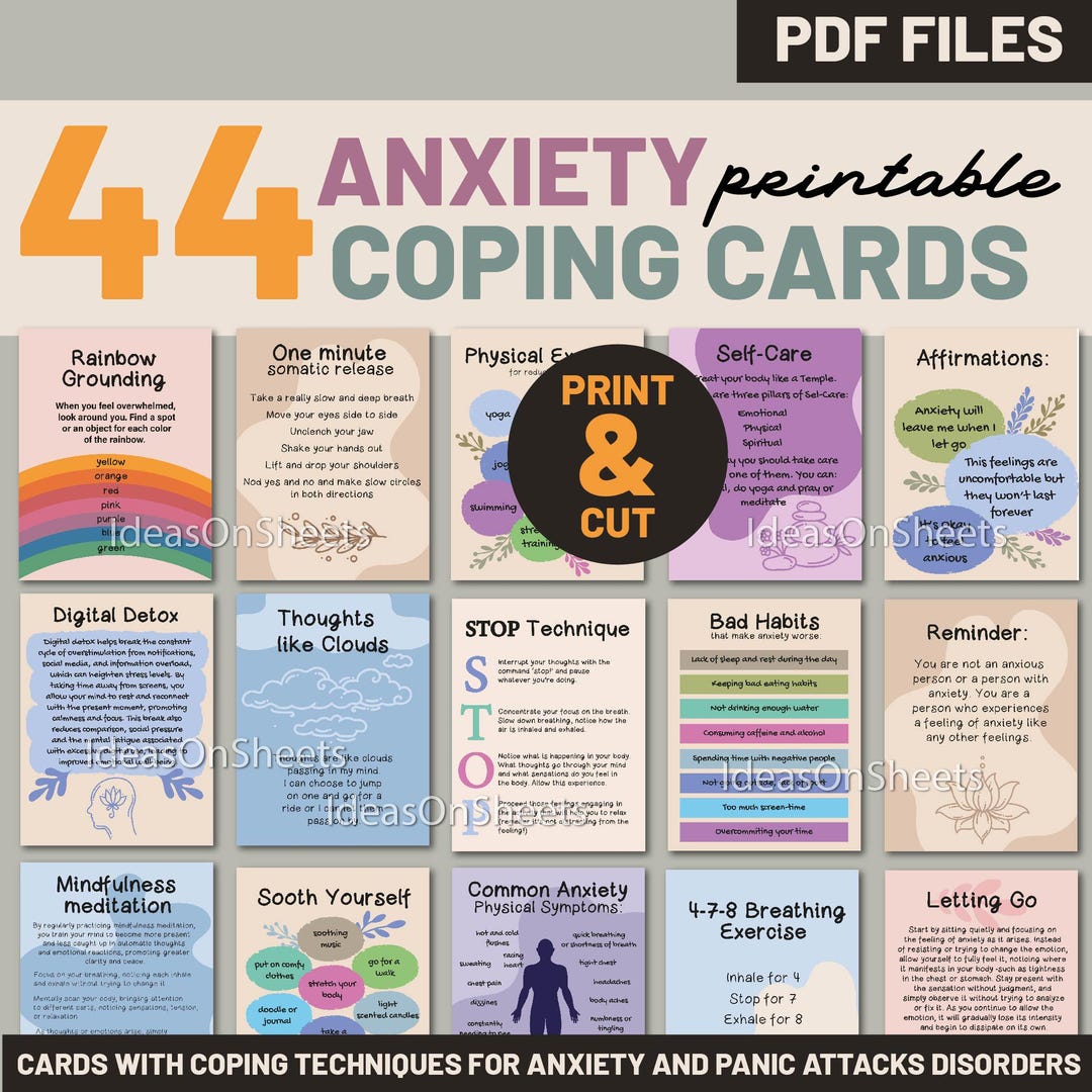 44 Printable Cards for Anxiety and Panic Attacks Disorder, Affirmation ...