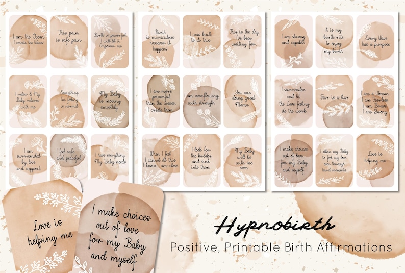 54 Printable Birth Affirmation Cards, Hypnobirthing, Boho Positive ...