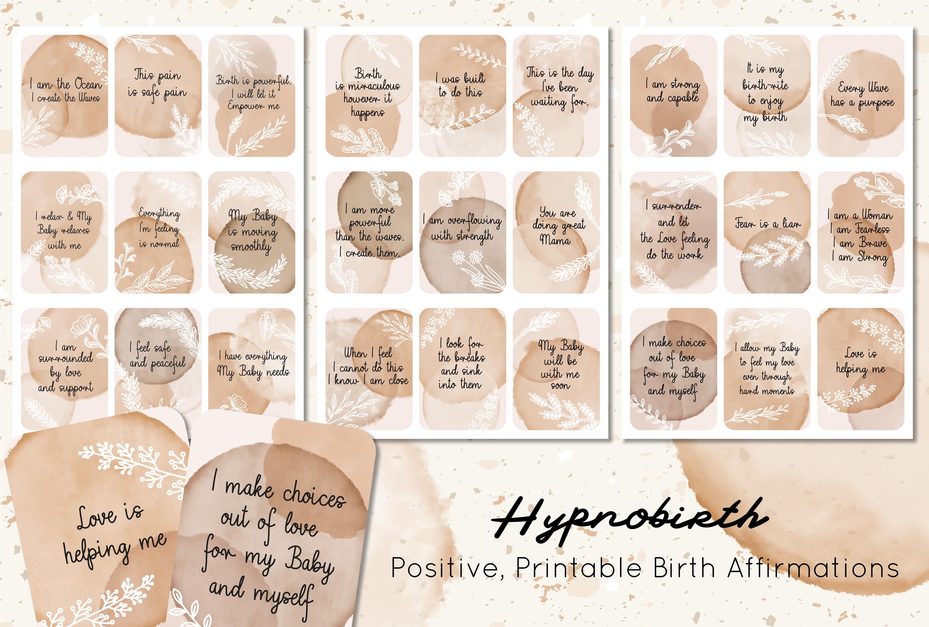 54 Printable Birth Affirmation Cards, Hypnobirthing, Boho Positive ...