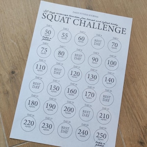 Printable 30 Day Squat Challenge Journal, Self-care Log, Fitness ...