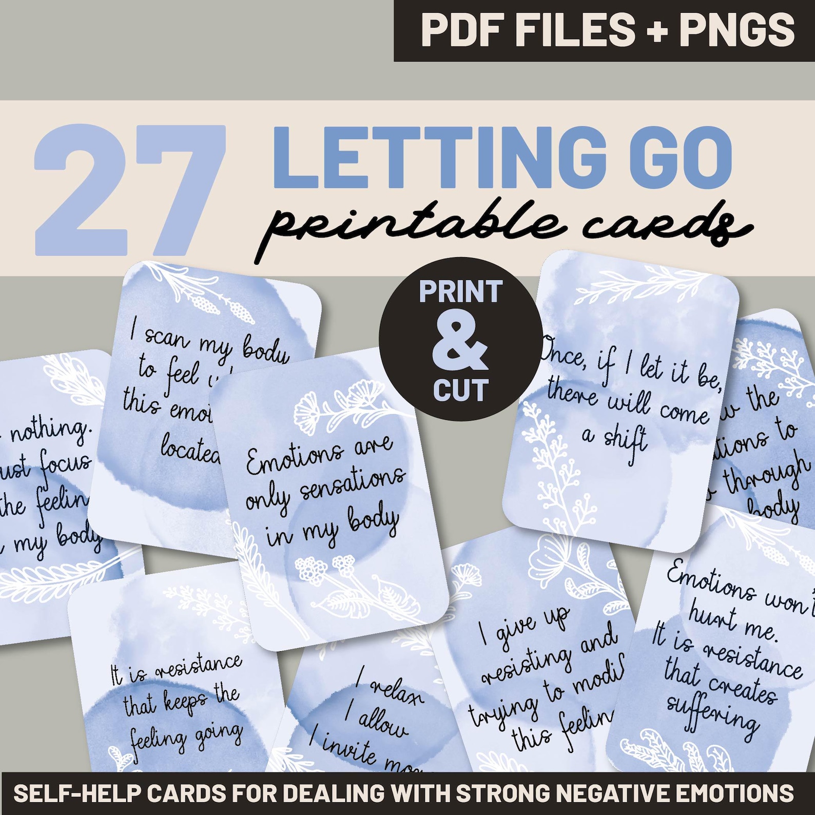27 Printable Letting Go Technique Affirmation Cards, Inspired by David ...