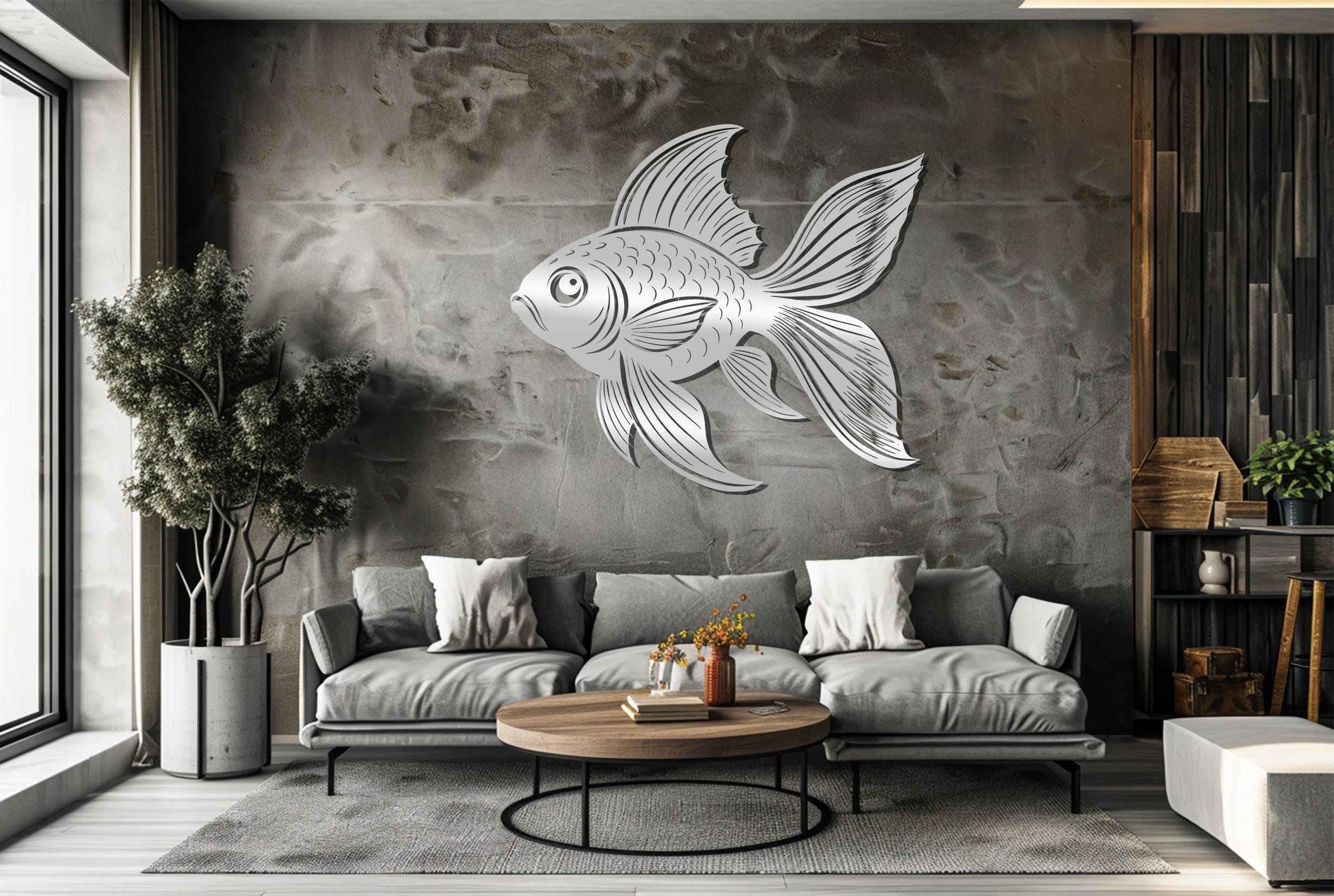 Gold Fish Metal Wall Art: Blackfish Wall Decor - Etsy
