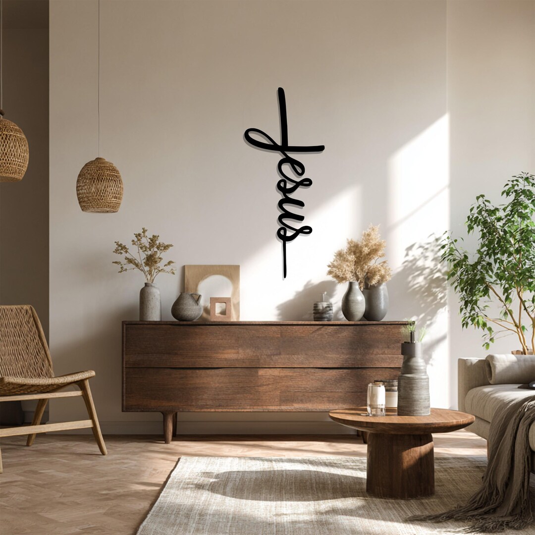 Jesus Script Metal Wall Art: Christian Home Decor - Etsy