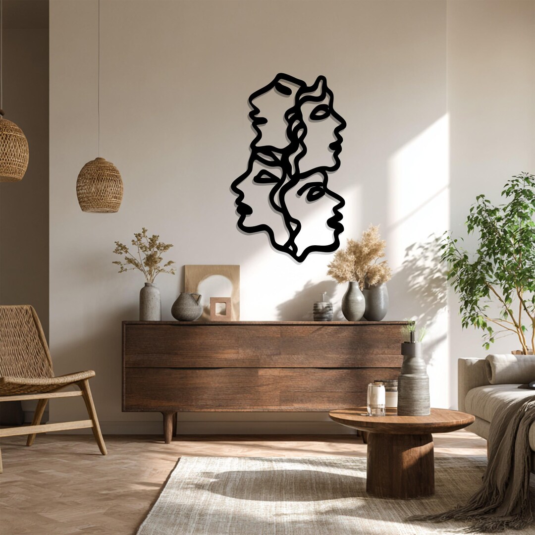 Abstract Faces Metal Wall Art: Modern Silhouette Sculpture - Etsy