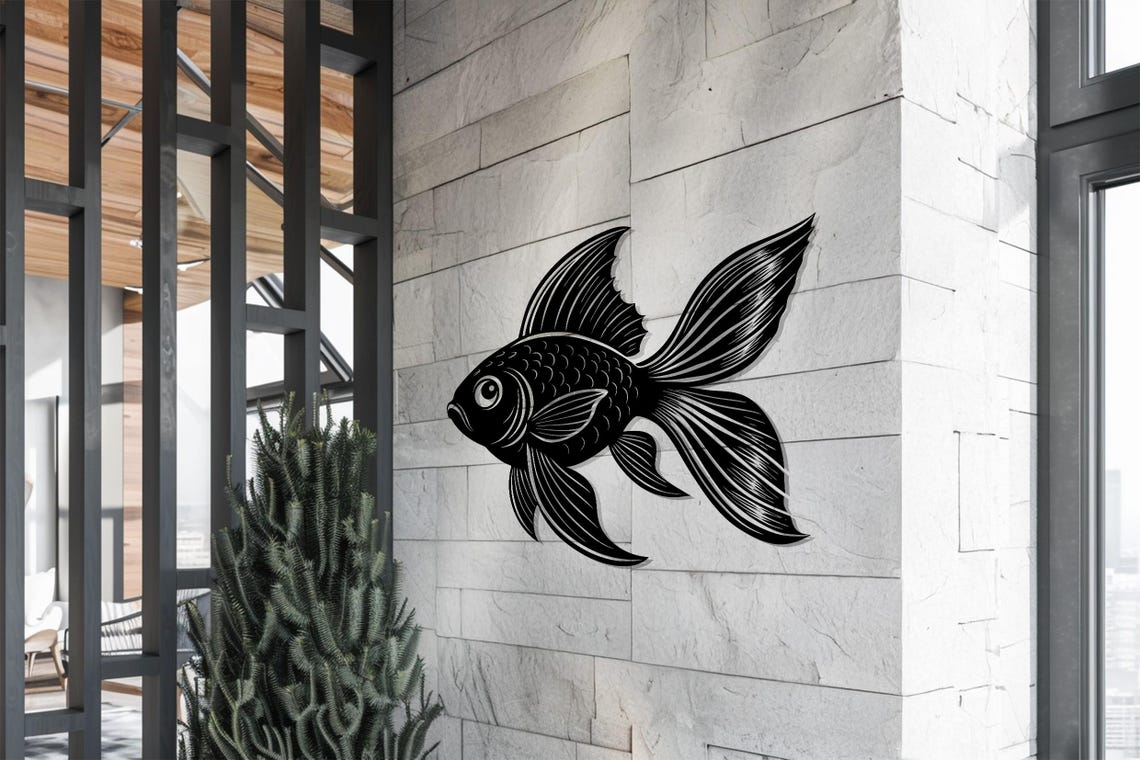 Gold Fish Metal Wall Art: Blackfish Wall Decor - Etsy